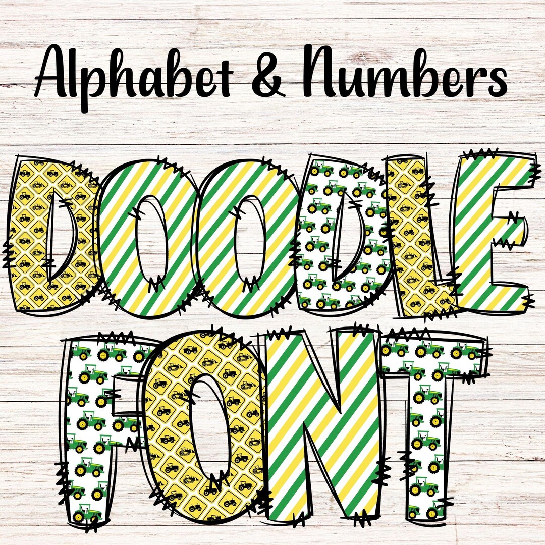 Tractor Doodle Letters PNG With Doodle Outline, Clipart Alphabet Font ...