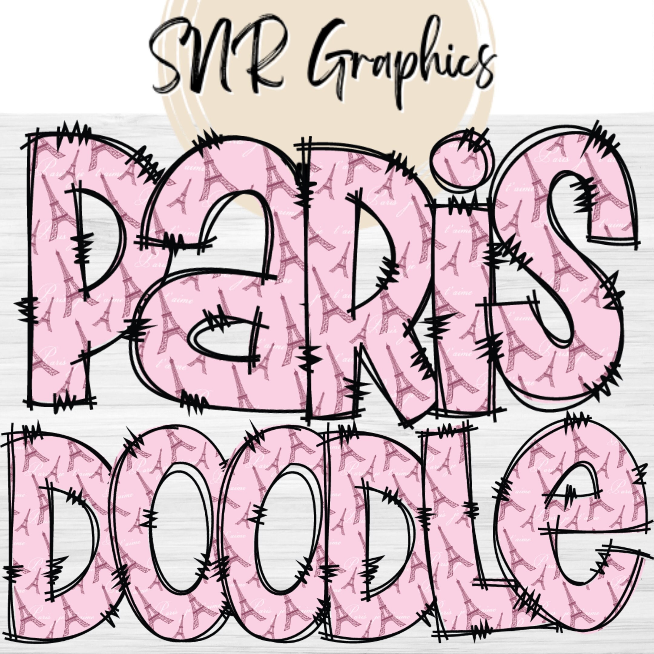 Paris Doodle Font, Eiffel Tower Clipart Alphabet (PNG Digital Download ...