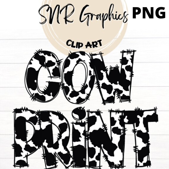 Cow Print Doodle Letters & Number PNG Farm Sketch Font - Etsy