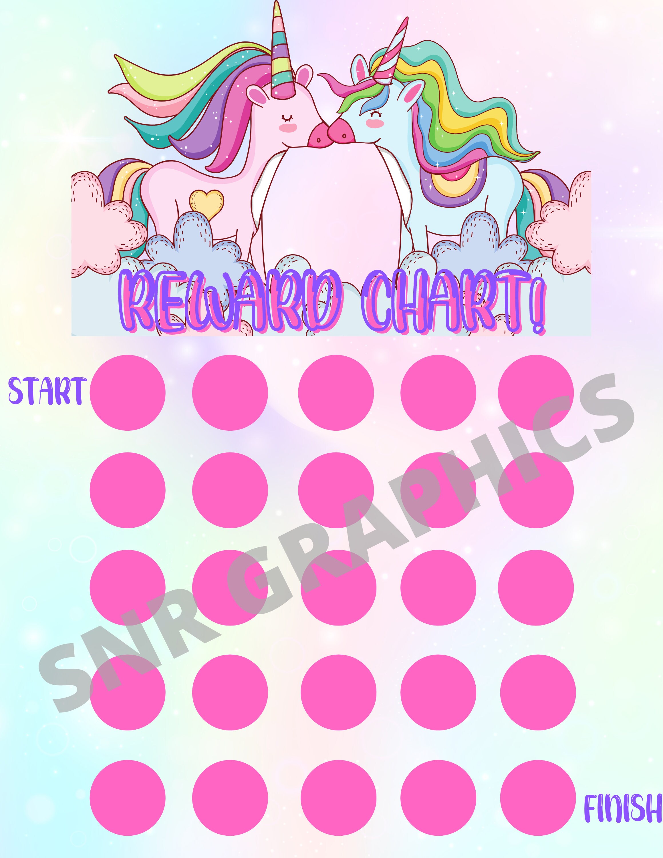 Unicorn Sticker Chart Reward Chart Good Behavior Chart | Etsy