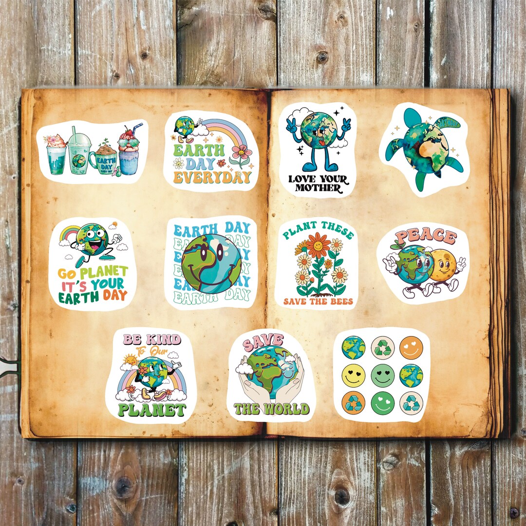 Earth Day Sayings Sticker, Set 22 Stickers, Journal Sticker, Die Cut ...