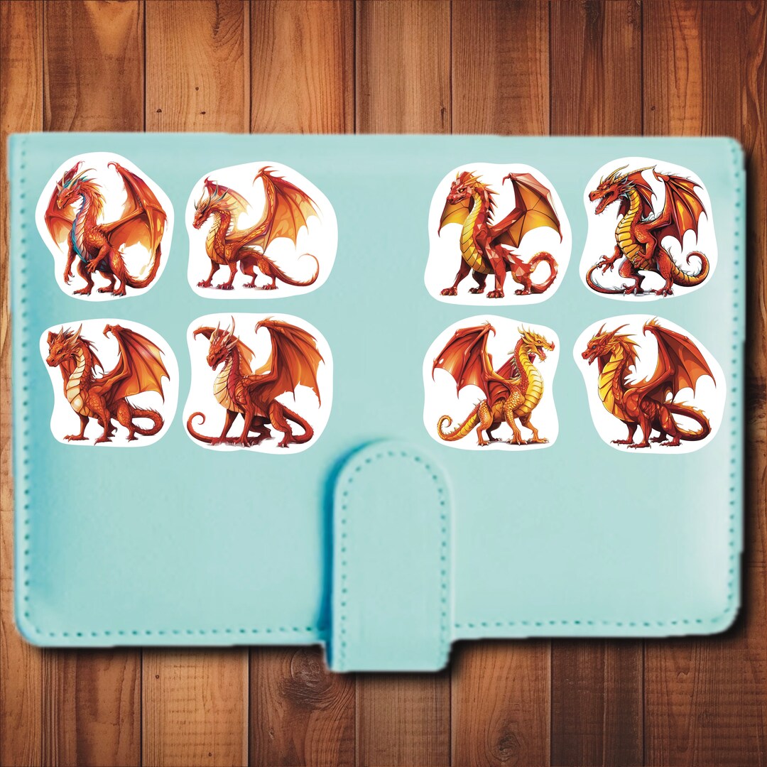 Orange Dragon Stickers, Set 24 Stickers, Dragon Sticker, Die Cut ...