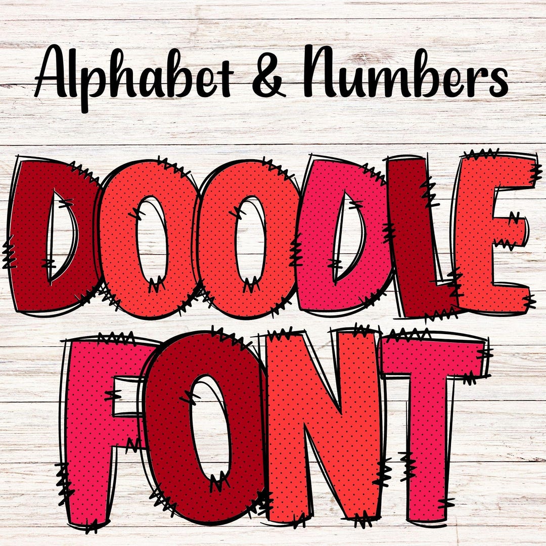 Red Swiss Dot Doodle Letters PNG With Doodle Outline, Clipart Alphabet ...