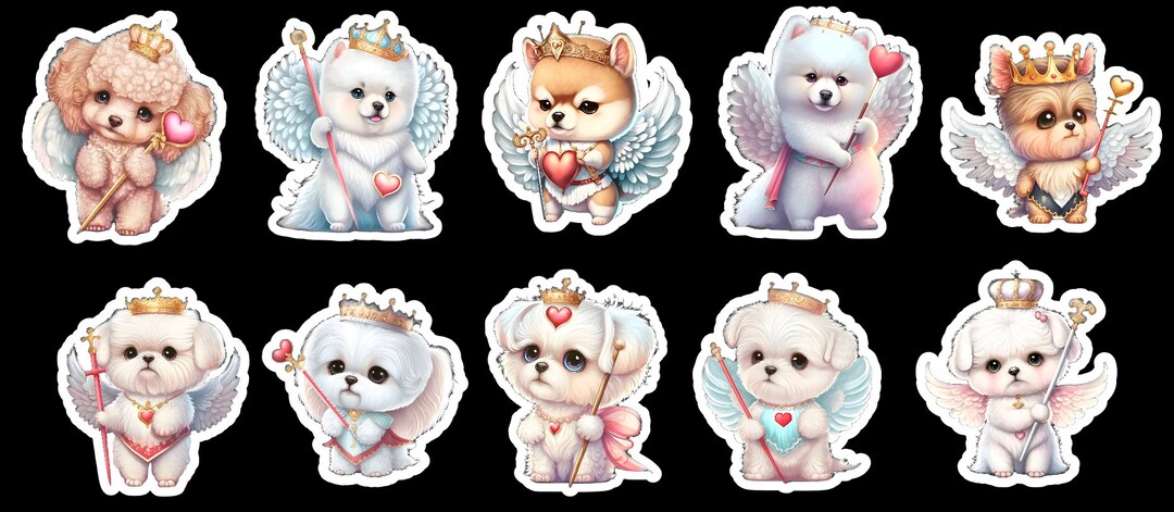 Angel Dog, Puppy Stickers, Set of 20 Stickers, Sticker, Journal Sticker ...