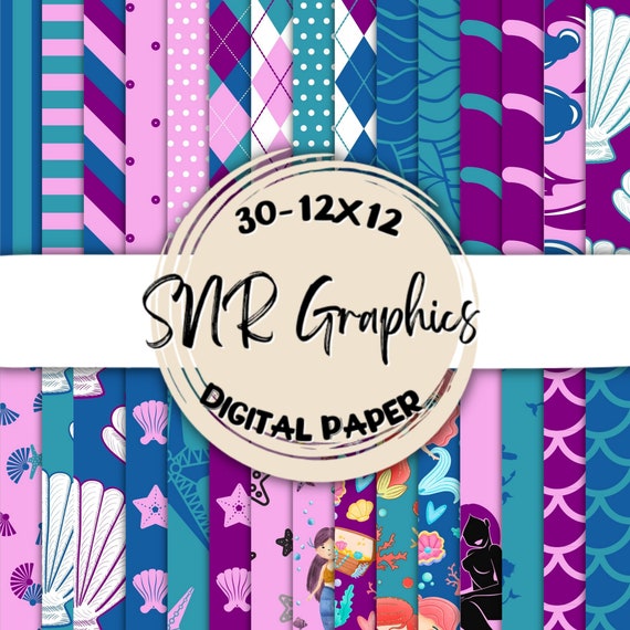 Little Mermaid Digital Paper Bundle 12X12 Scrapbook Paper | Etsy