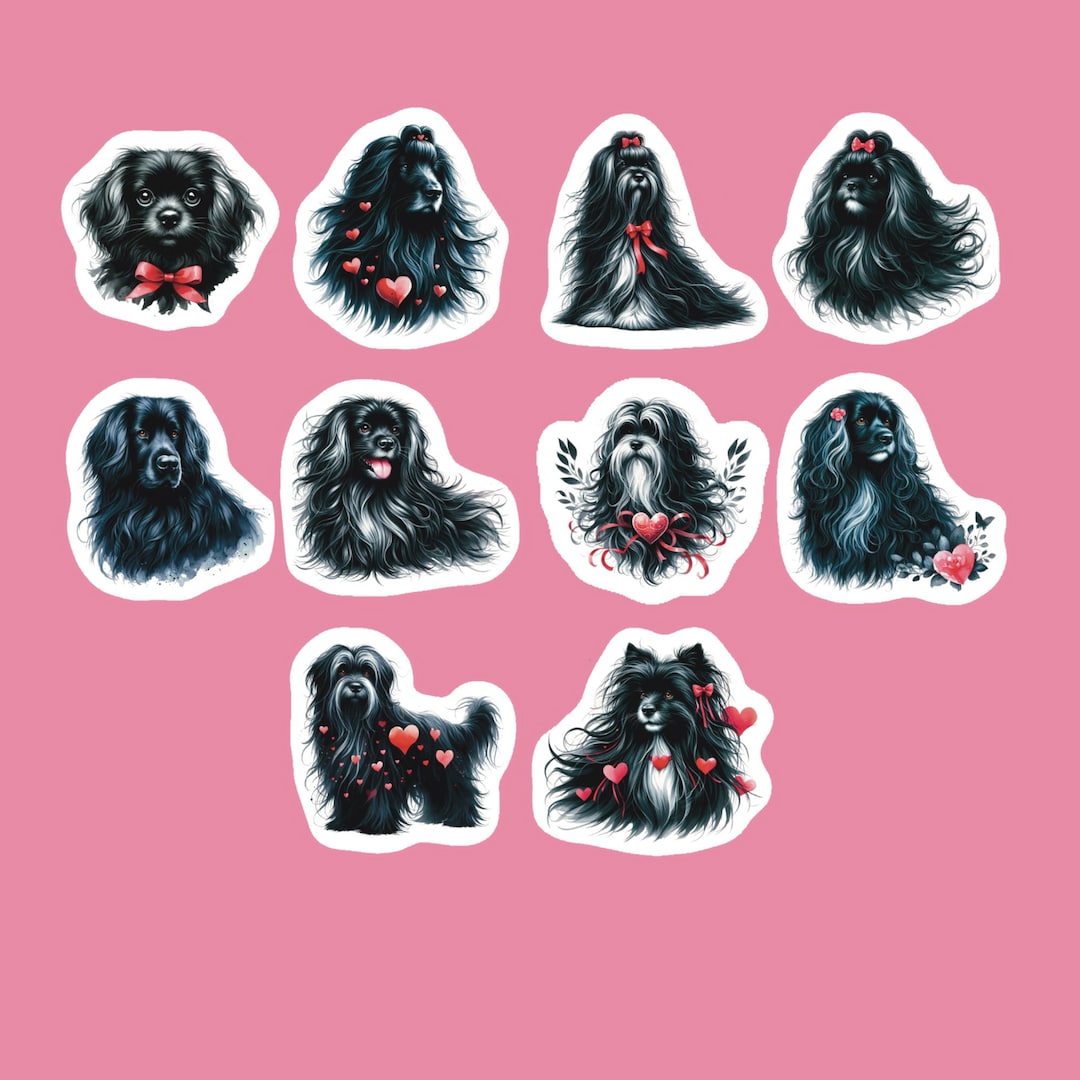 Beautiful Black Dog Stickers, Set of 20 Stickers, Dog Stickers, Love ...