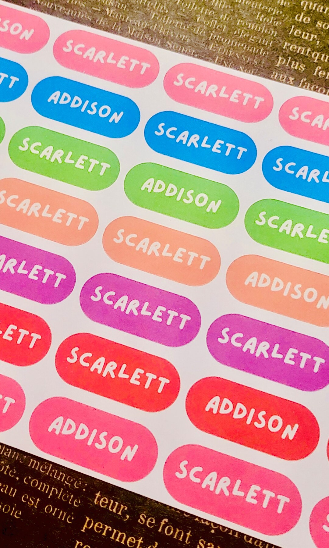 Rainbow Name Label Waterproof Long Name Stickers Daycare Labels School ...