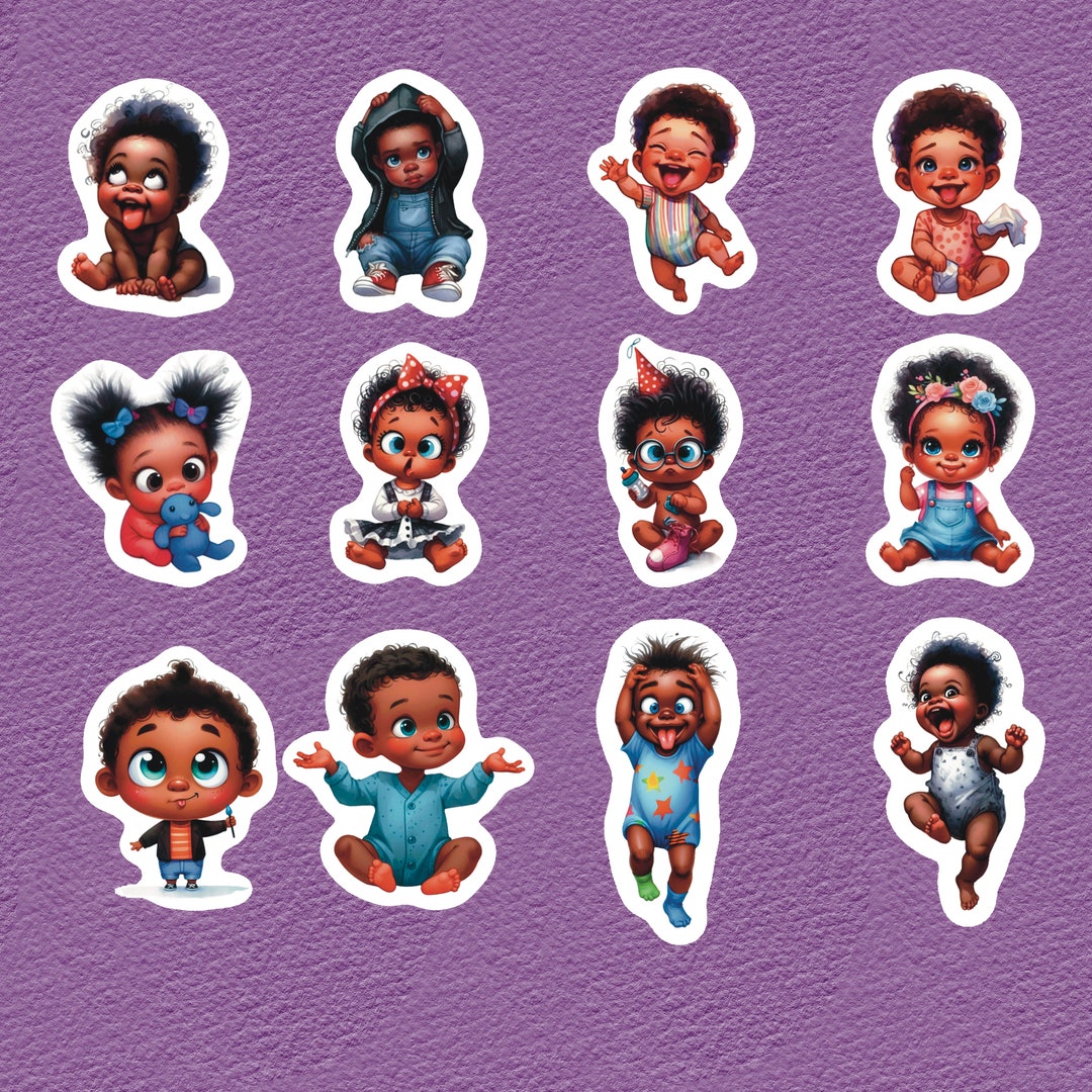 Funny Black Baby Stickers, Set of 24 Stickers, Black Baby Stickers ...