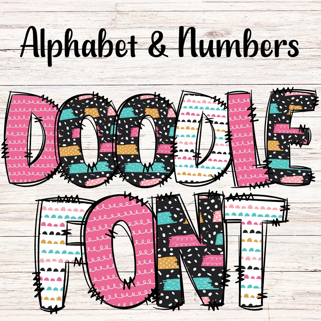 Throwback Doodle Letters PNG With Doodle Outline, 80s Clipart Alphabet Font Digital Download ...