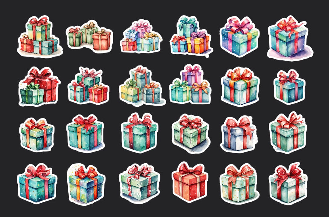 Christmas Present Stickers, Set of 24 Stickers, Christmas Stickers ...