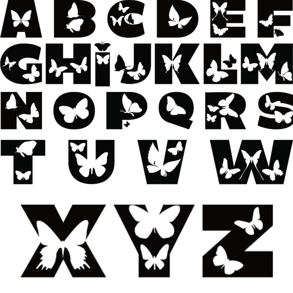 BUTTERFLY Alphabet Clipart Butterfly Clipart Spring Font | Etsy