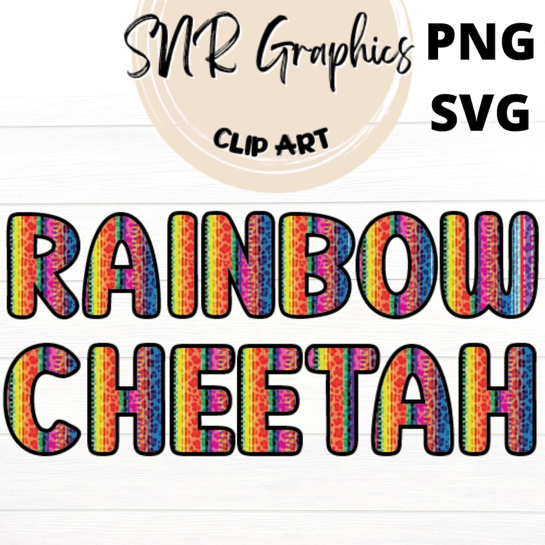 Rainbow Cheetah Bubble Letters PNG With Doodle Outline, Leopard Font ...