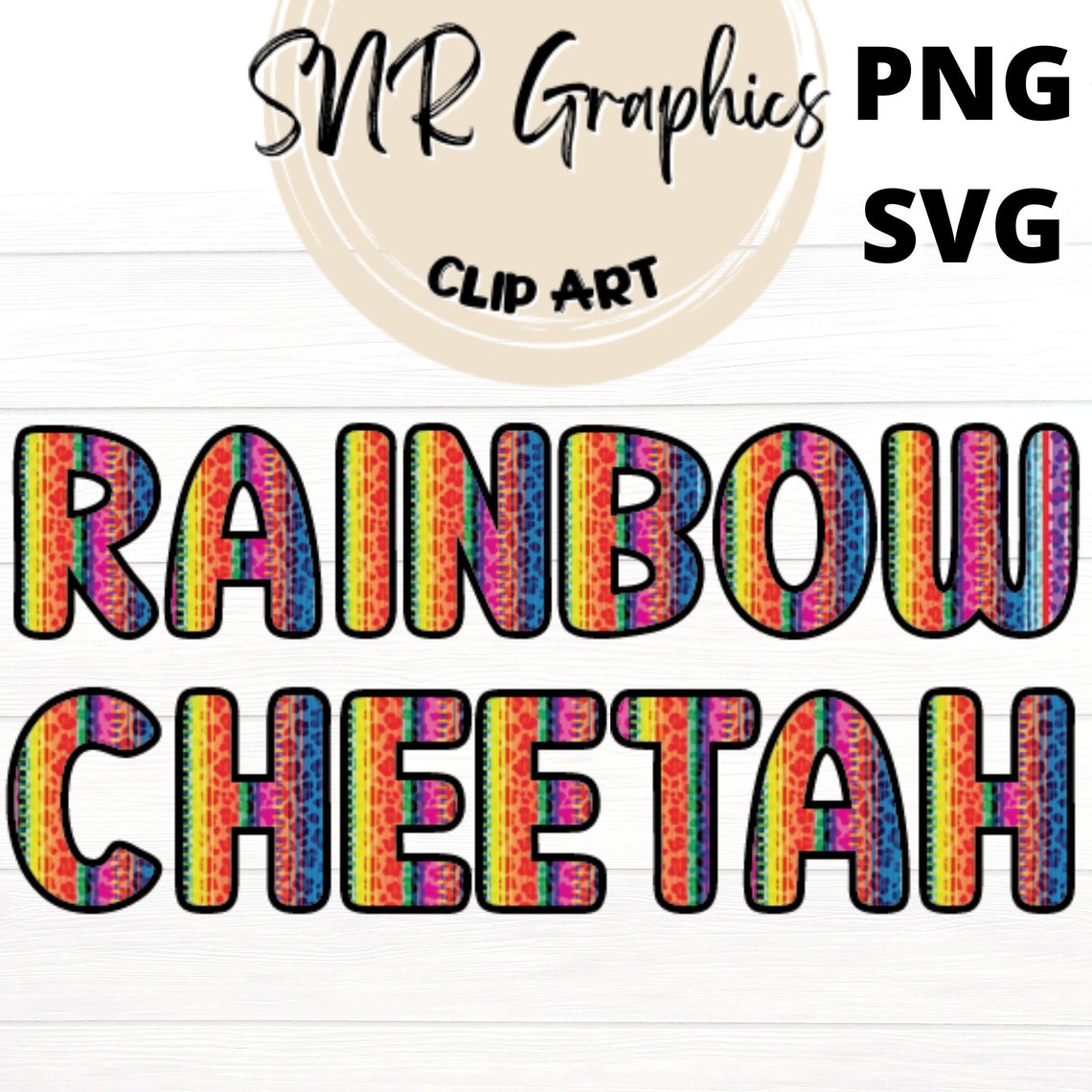 Rainbow Cheetah Bubble Letters PNG With Doodle Outline - Etsy