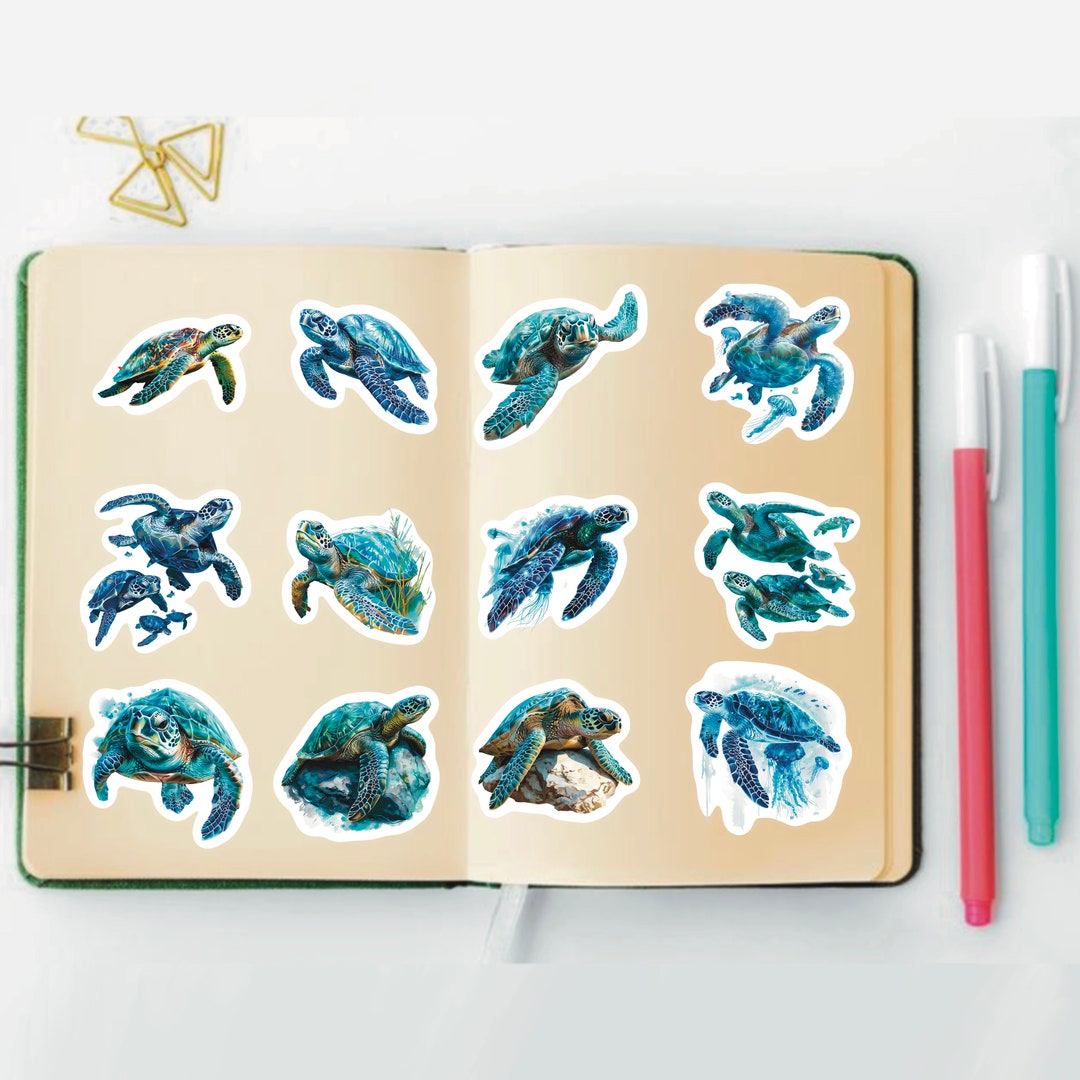 Sea Turtle Stickers, Set of 24 Stickers, Ocean Sticker, Turtle Stickers ...