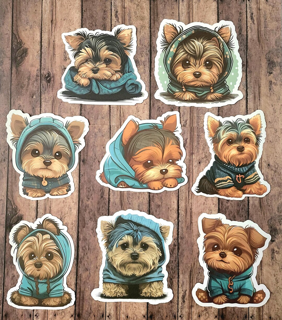 Cuddly Yorkie Stickers, Set of 24 Stickers, Sticker, Journal Sticker ...