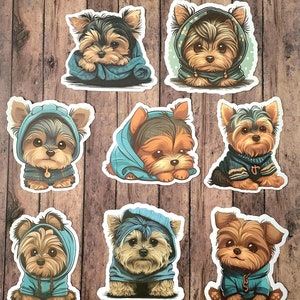 Cuddly Yorkie Stickers, Set of 24 Stickers, Sticker, Journal Sticker ...