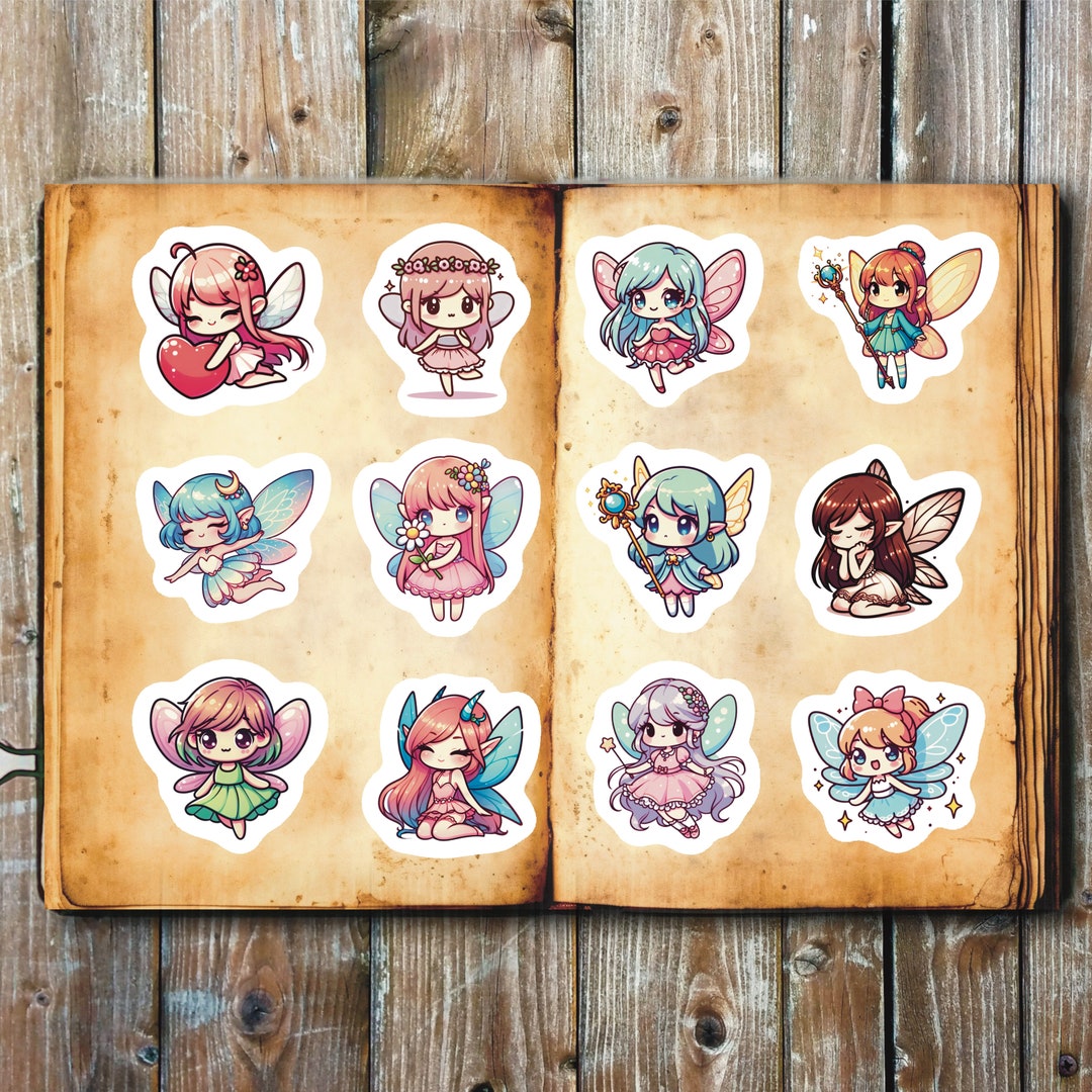 Anime Fairy Stickers, Set of 24 Stickers, Fairy Sticker, Fairies, Anime ...