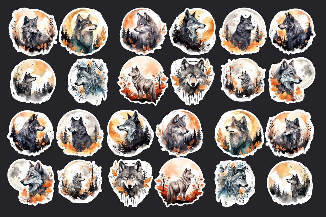 Wolf Stickers, Set of 24 Stickers, Journal Sticker, Die Cut Stickers ...