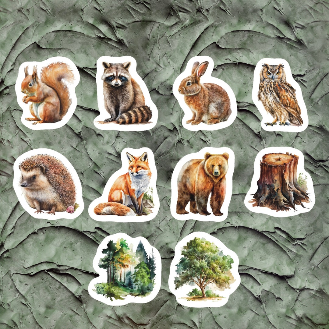 Forest Animal Stickers, Set of 20 Stickers, Forest Stickers, Animal ...