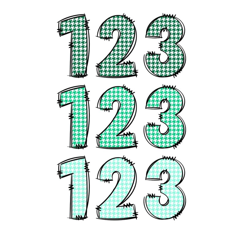 Green Houndstooth Doodle Letters PNG With Doodle Outline, Clipart ...