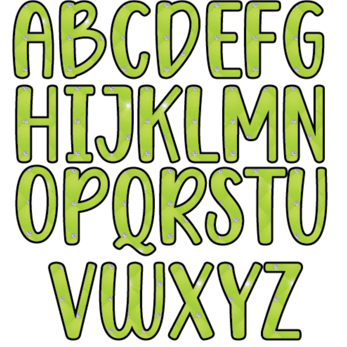 Lime Bling Tufted Letters PNG With Diamonds Quilted Font SVG | Etsy
