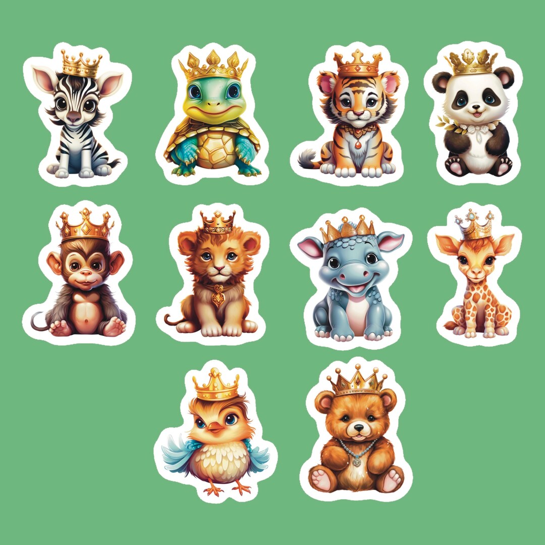 King Animal Stickers, Set of 20 Stickers, King Stickers, Crown Stickers ...