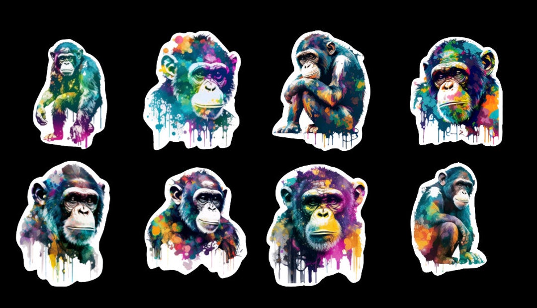 Chimpanzee Tie Dye, Set of 24 Stickers, Sticker, Die Cut Sticker ...