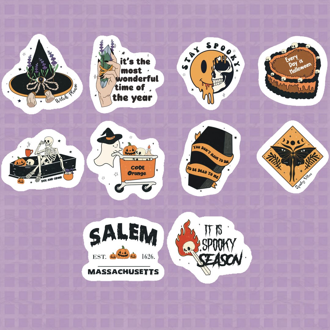 Spooky Saying Set of 20 Stickers, Sticker, Journal Sticker, Die Cut ...