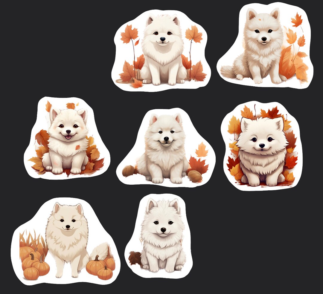 Fall Samoyed Dog Stickers, Set of 21 Stickers, Dog Sticker, Journal ...
