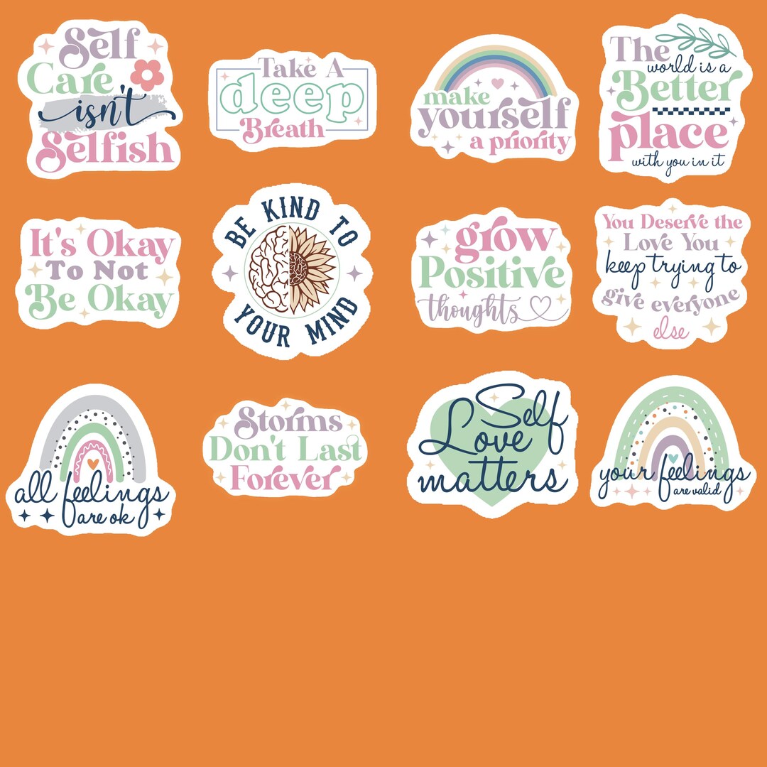 Self Care Saying Stickers, Set of 24 Stickers, Journal Sticker, Die Cut ...