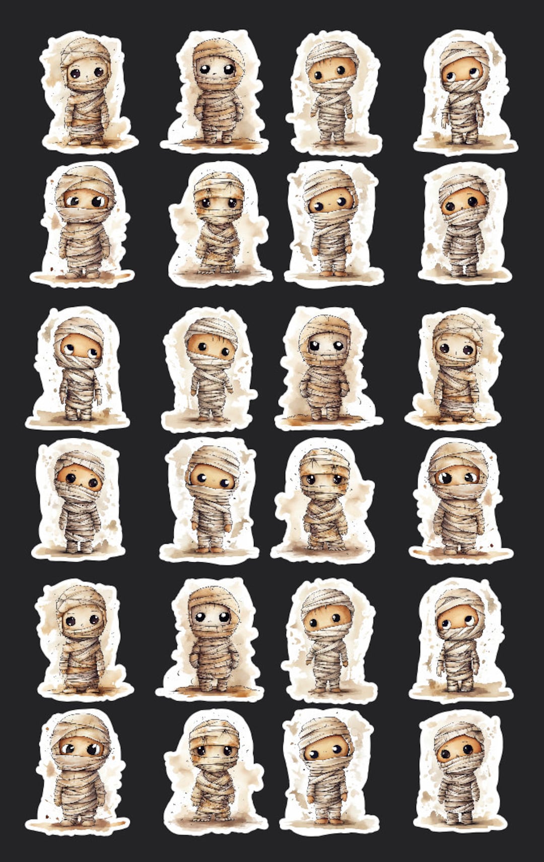Mummy Stickers, Set of 24 Stickers, Journal Sticker, Die Cut Stickers ...