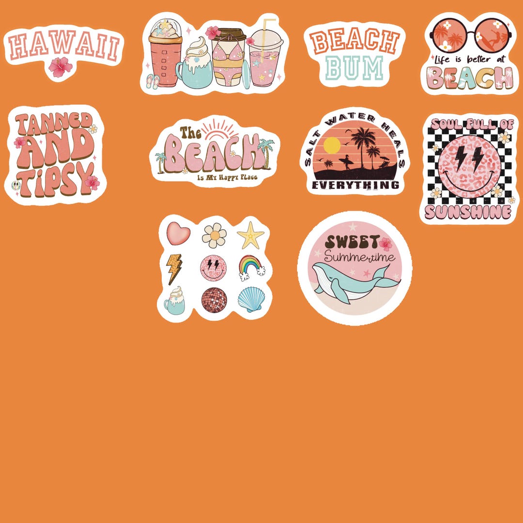 Summer Saying Stickers, Set of 20 Stickers, Journal Sticker, Die Cut ...
