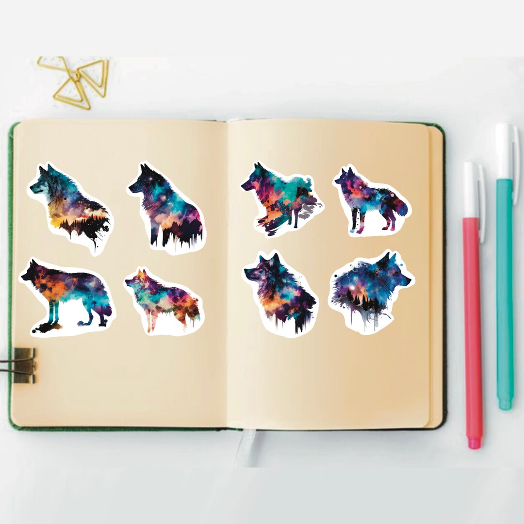 Galaxy Wolf Stickers, Set of 24 Stickers, Sticker, Die Cut Sticker ...