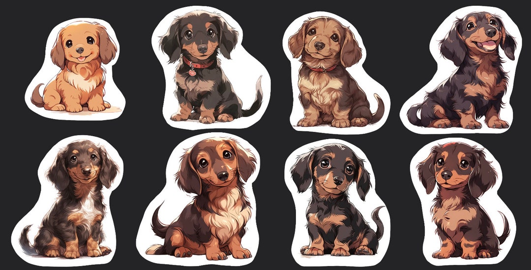 Anime Dachshund Dog Stickers Set of 24 Stickers Journal - Etsy