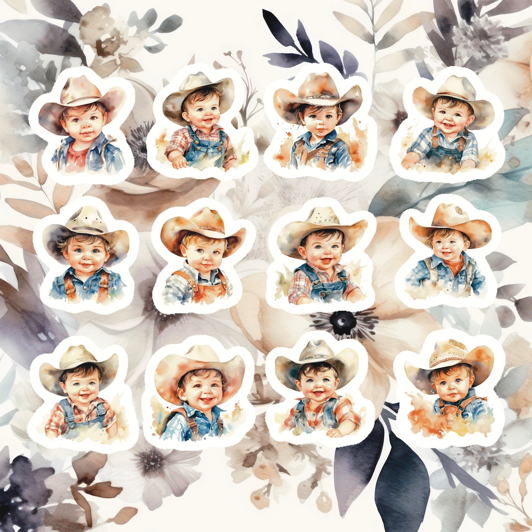 Little Cowboy Stickers, Set 24 Stickers, Boy Stickers, Cowboy Stickers ...