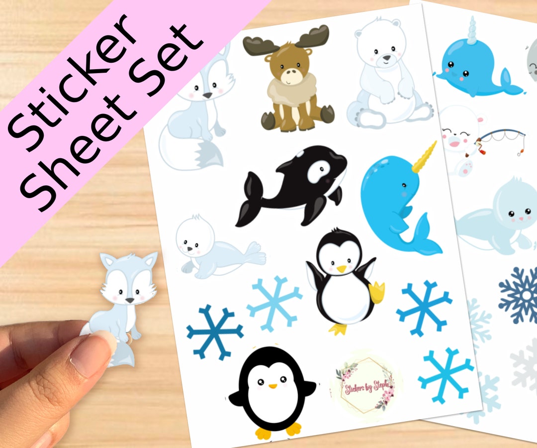 Arctic Animal Sticker Sheets Planner Stickers Journaling - Etsy