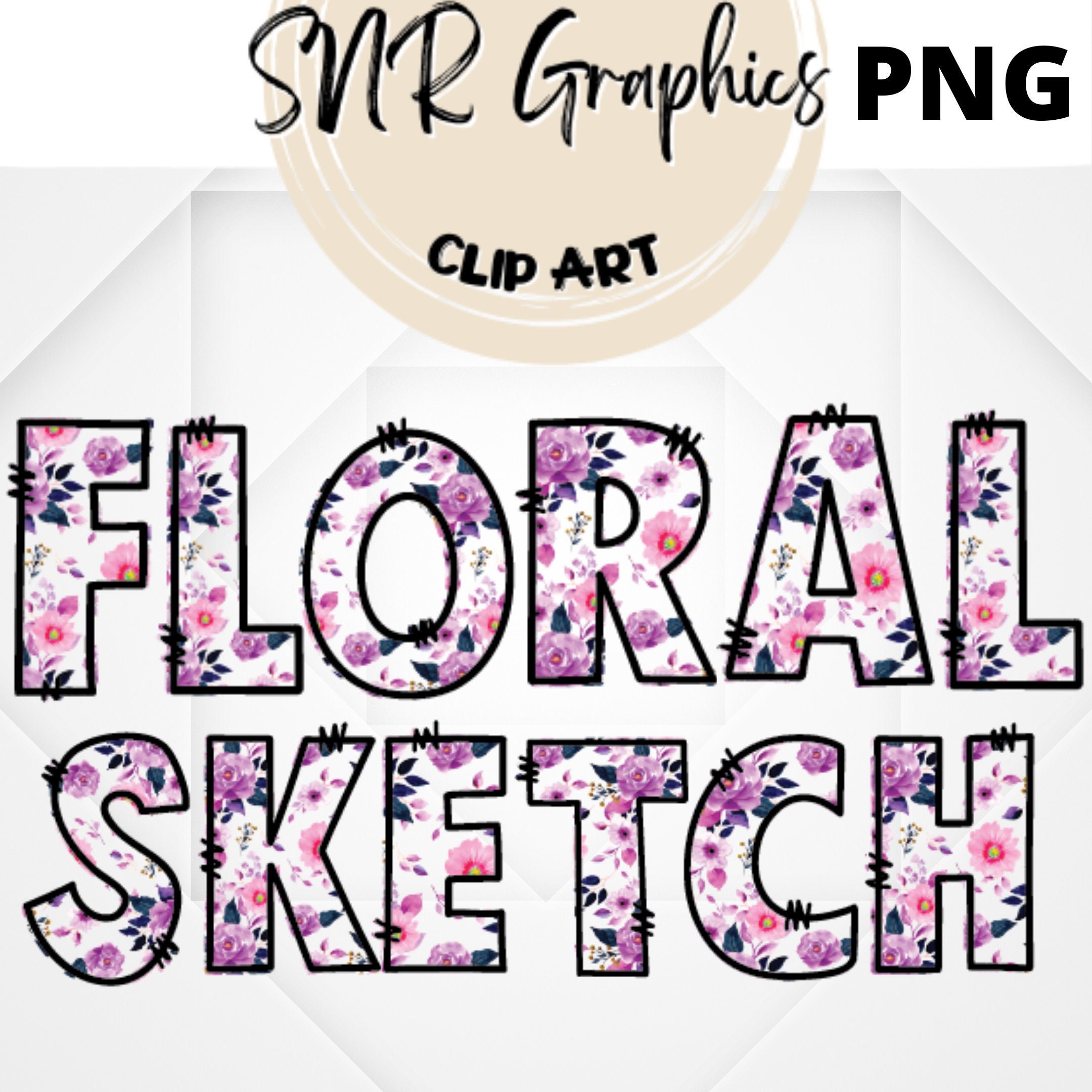 Floral Sketch Letters PNG With Doodle Outline Flower Font - Etsy