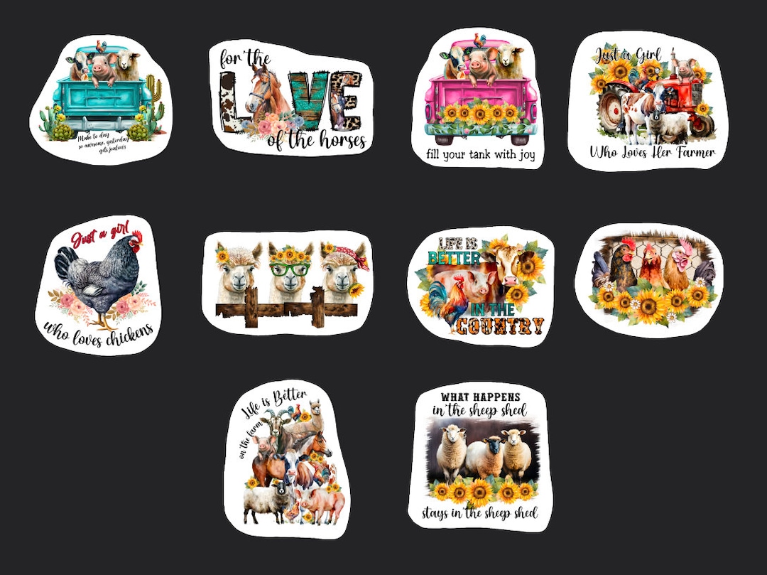 Country Animal Sayings Sticker Set 20 Stickers Journal - Etsy