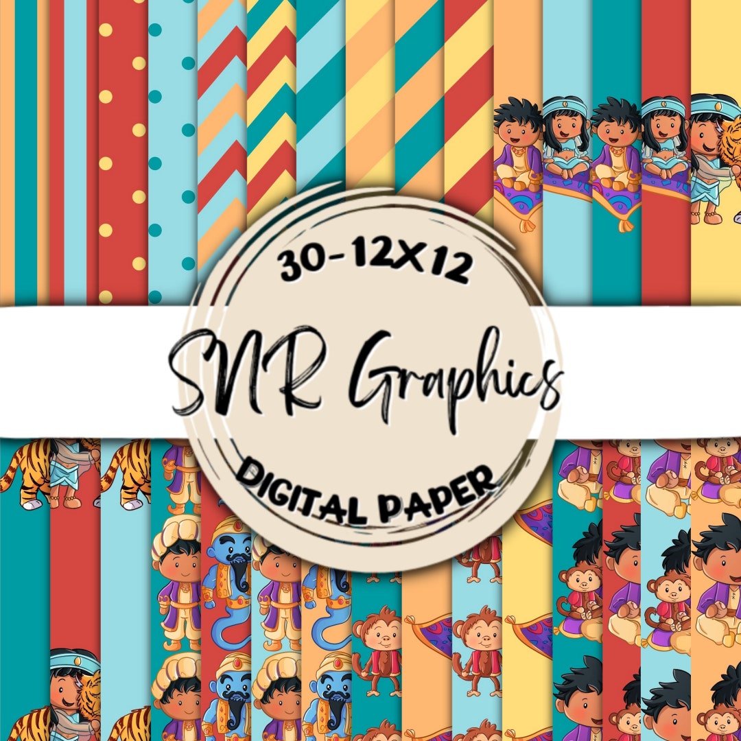 Aladdin Digital Paper Bundle 12X12, Scrapbook Paper, Wallpaper, Digital ...