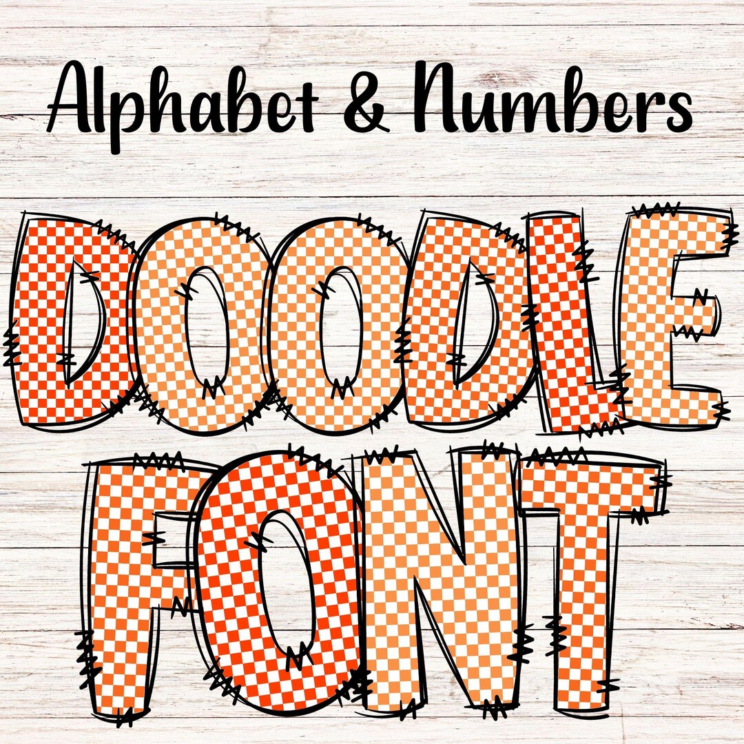 Red Checkered Doodle Letters PNG With Doodle Outline, Clipart Alphabet ...