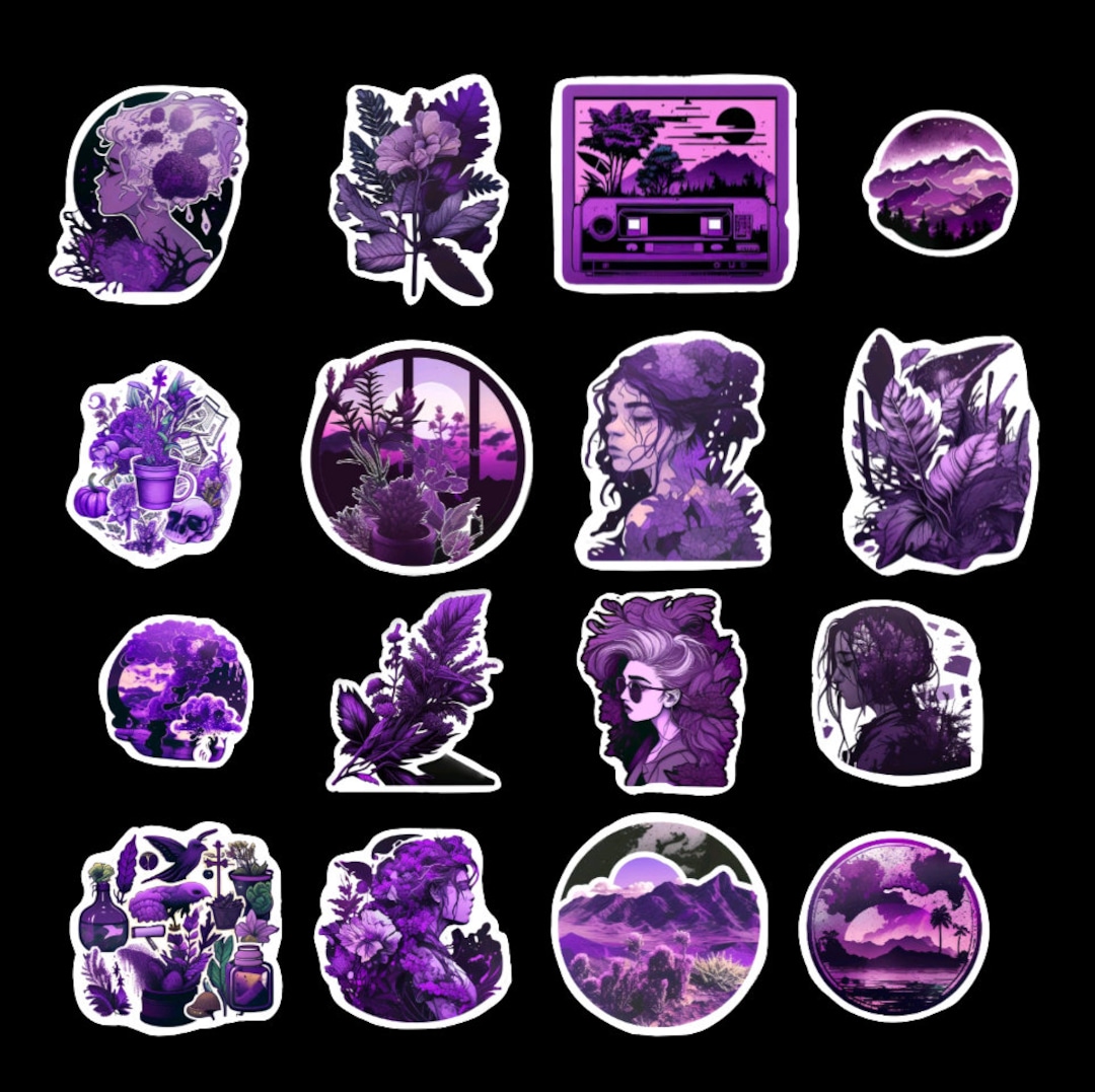 Purple Aesthetic Stickers, Set Of 32 Sticker, Sticker, Journal Sticker