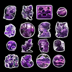 Purple Aesthetic Stickers, Set of 32 Sticker, Sticker, Journal Sticker ...