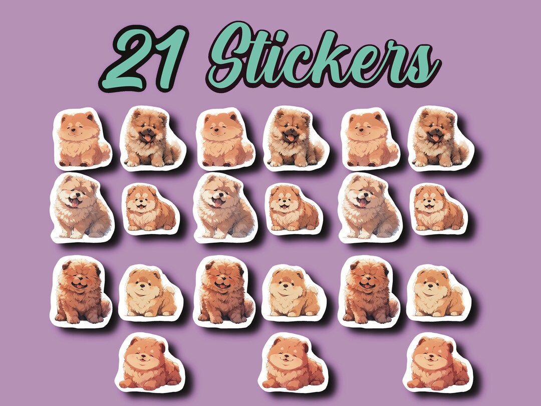 Anime Chow Dog Stickers, Set 21 Stickers, Journal Sticker, Die Cut ...