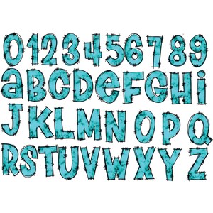 Turquoise Stone Doodle Letters & Number PNG , Aztec Sketch Font ...