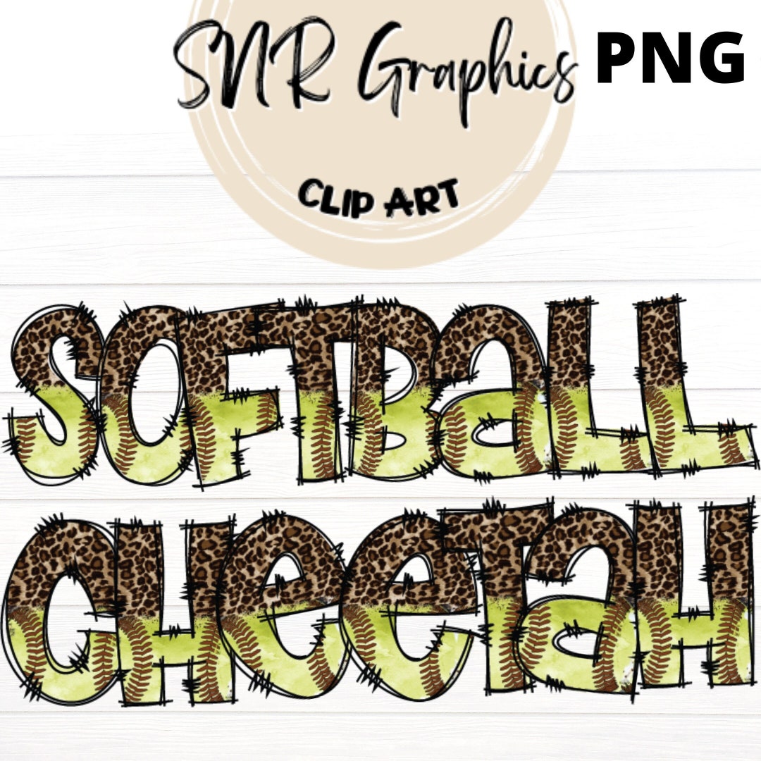 Cheetah Softball Doodle Letters PNG With Doodle Outline, Leopard Font ...