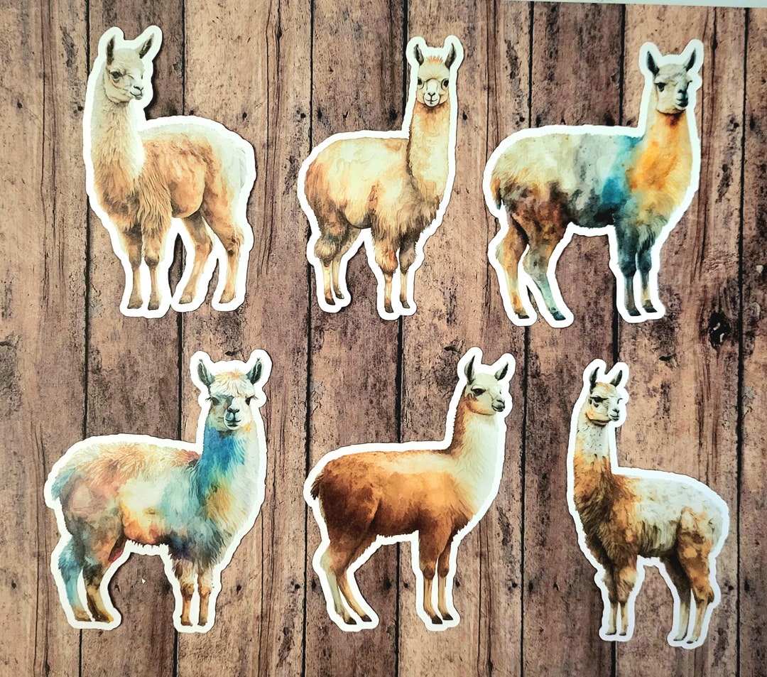 Watercolor Llamas, Set of 24 Stickers, Sticker, Journal Sticker, Die ...