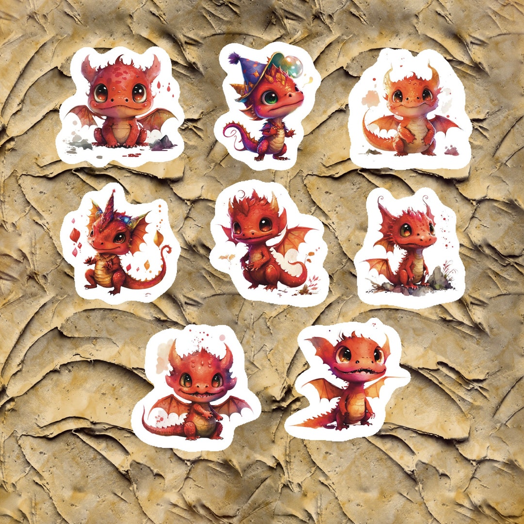 Magic Red Dragon Stickers, Set of 24 Stickers, Red Dragon Stickers ...