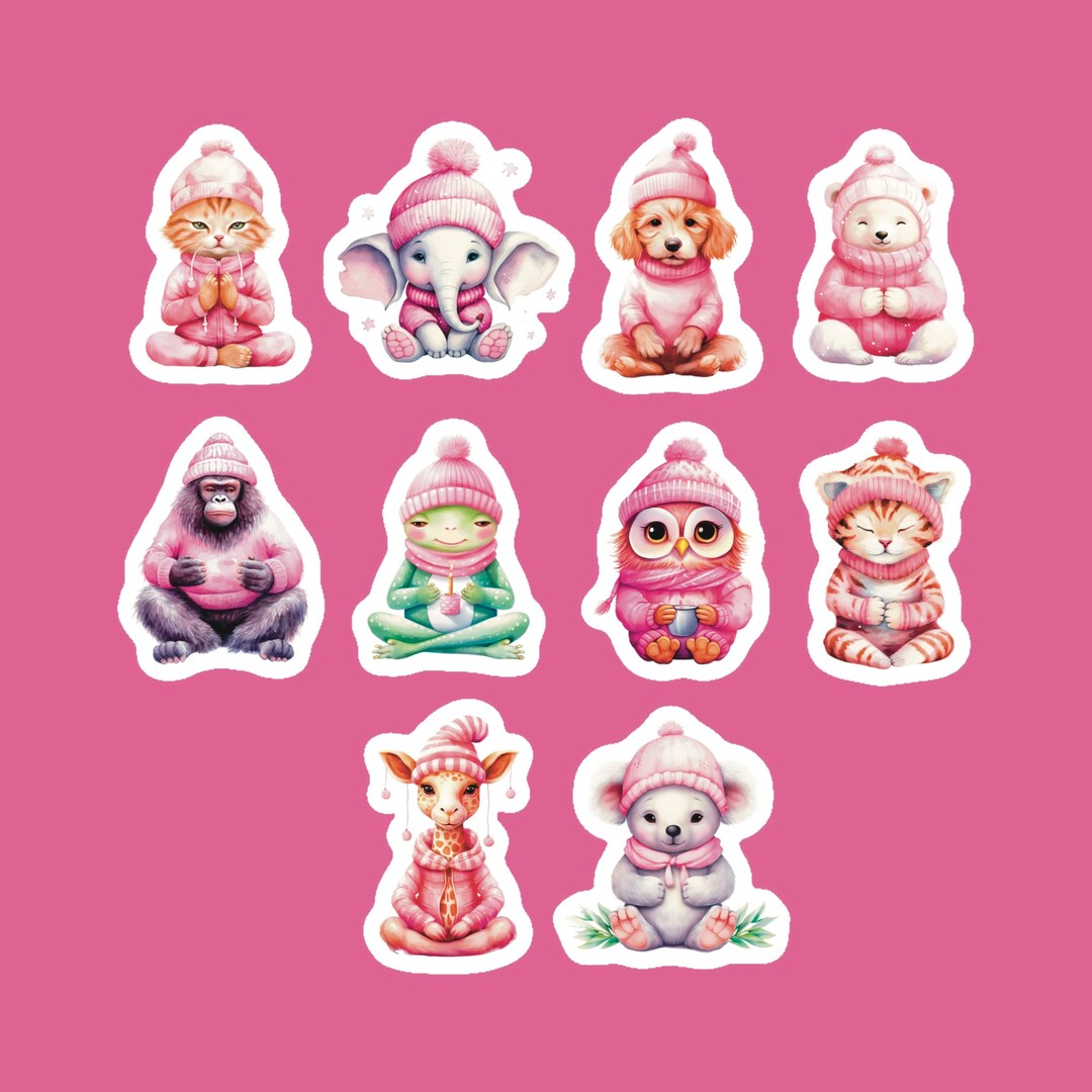 Animals Meditating Stickers, Set of 20 Stickers, Meditating Stickers ...