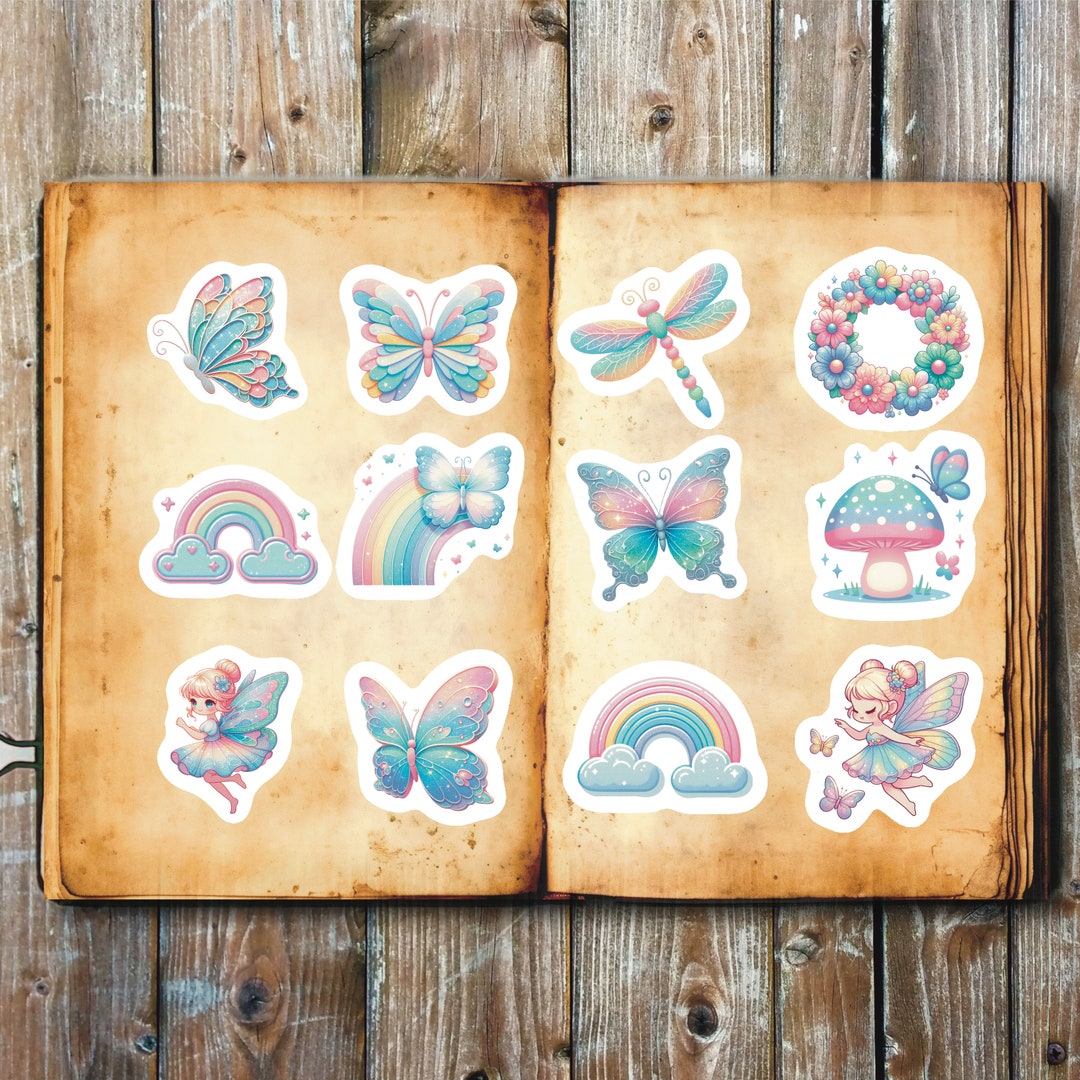 Pastel Rainbow Aesthetic Stickers, Set of 24 Stickers, Rainbow Sticker ...