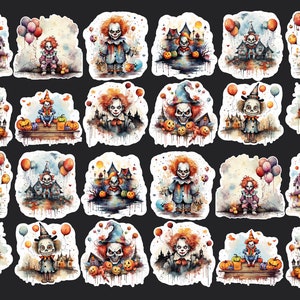 Clown Stickers, Set 24 Stickers, Sticker, Journal Sticker, Die Cut ...